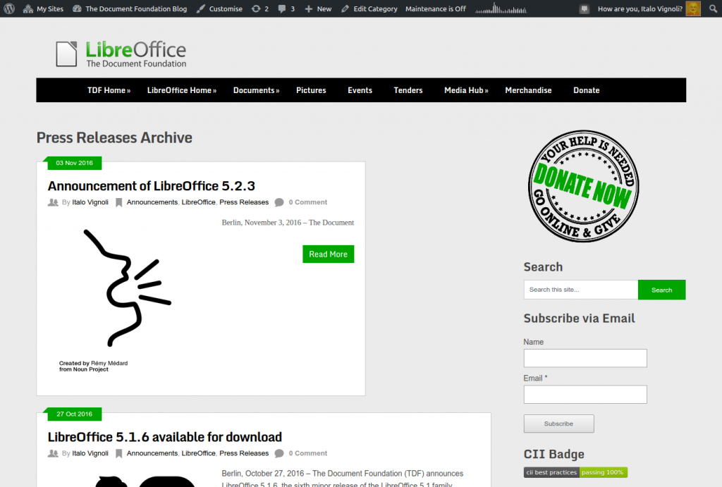 Advent Resource #2: TDF/LibreOffice Press Releases - The Document Foundation Blog